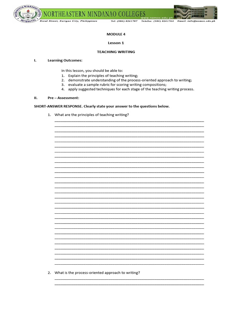 Module 4 Teaching & Assessing Writing | PDF | Idea | Rubric (Academic)