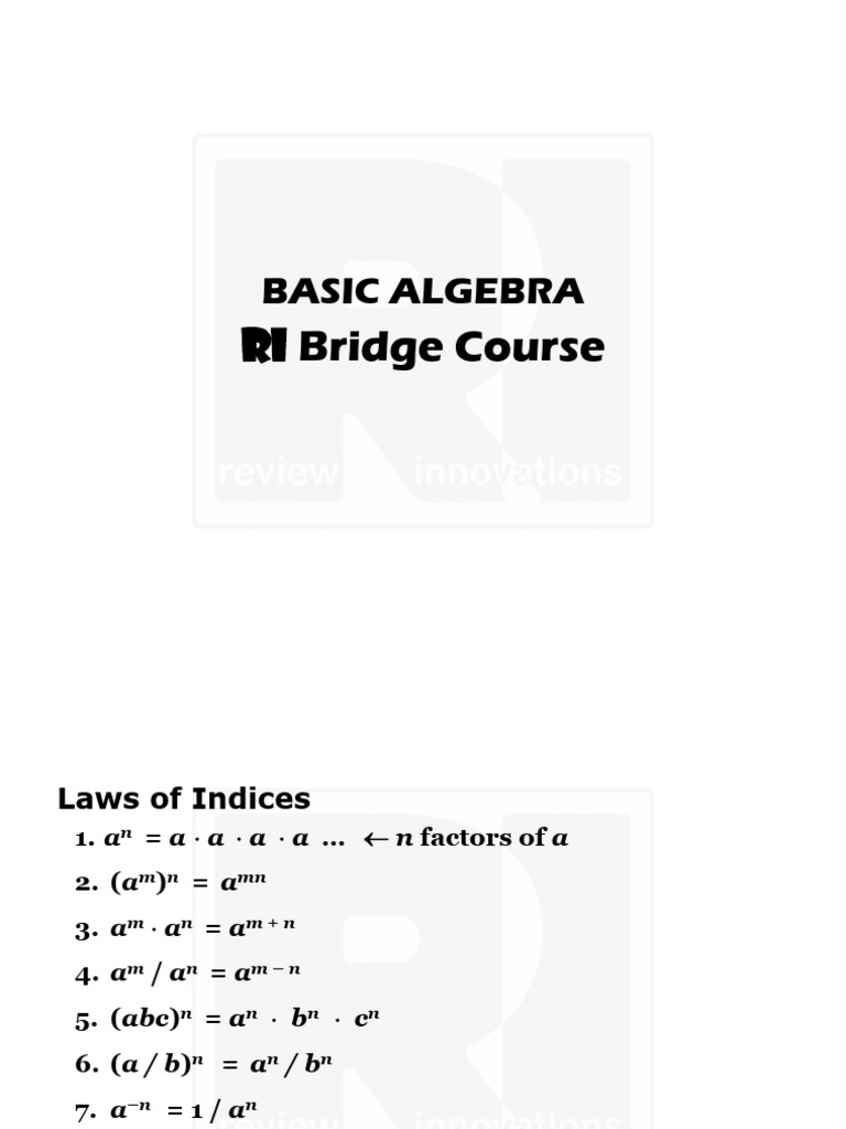 Basic Algebra Bridge Course | Download Free PDF | Mathematical Concepts ...