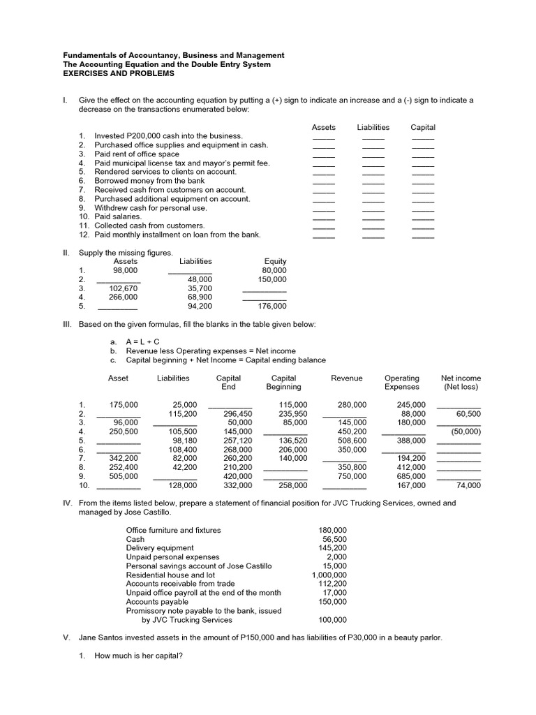 02-The-accounting-equation-PROBLEMS | PDF | Debits And Credits | Expense