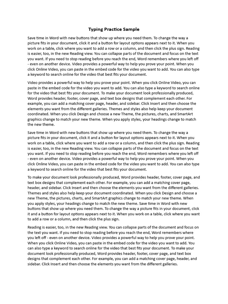 Typing Practice Sample | PDF | Page Layout | Graphics