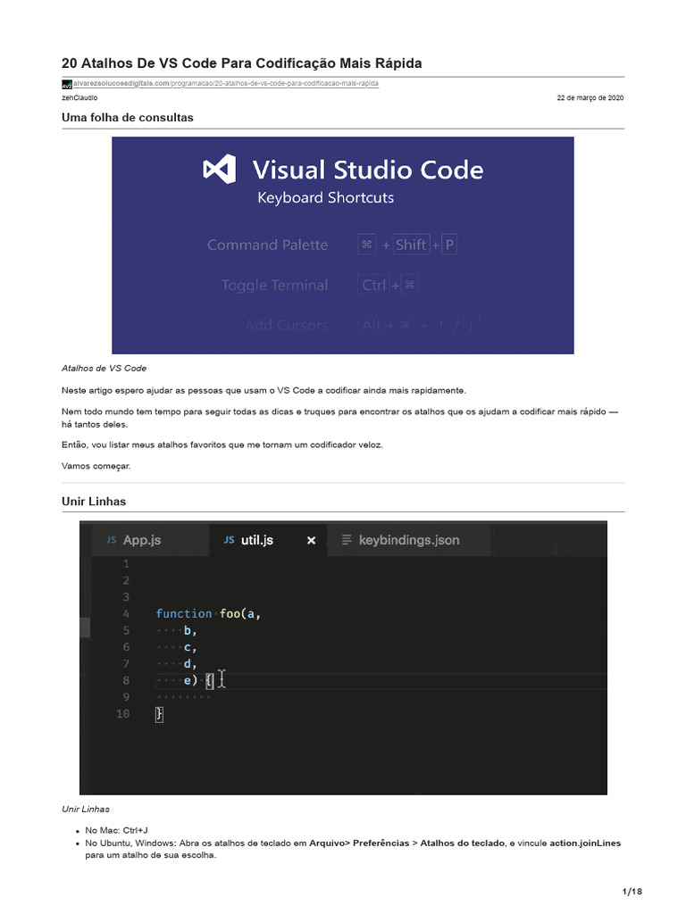Atalhos de Vs Code para Codificação Mais Rápida | PDF | Computadores