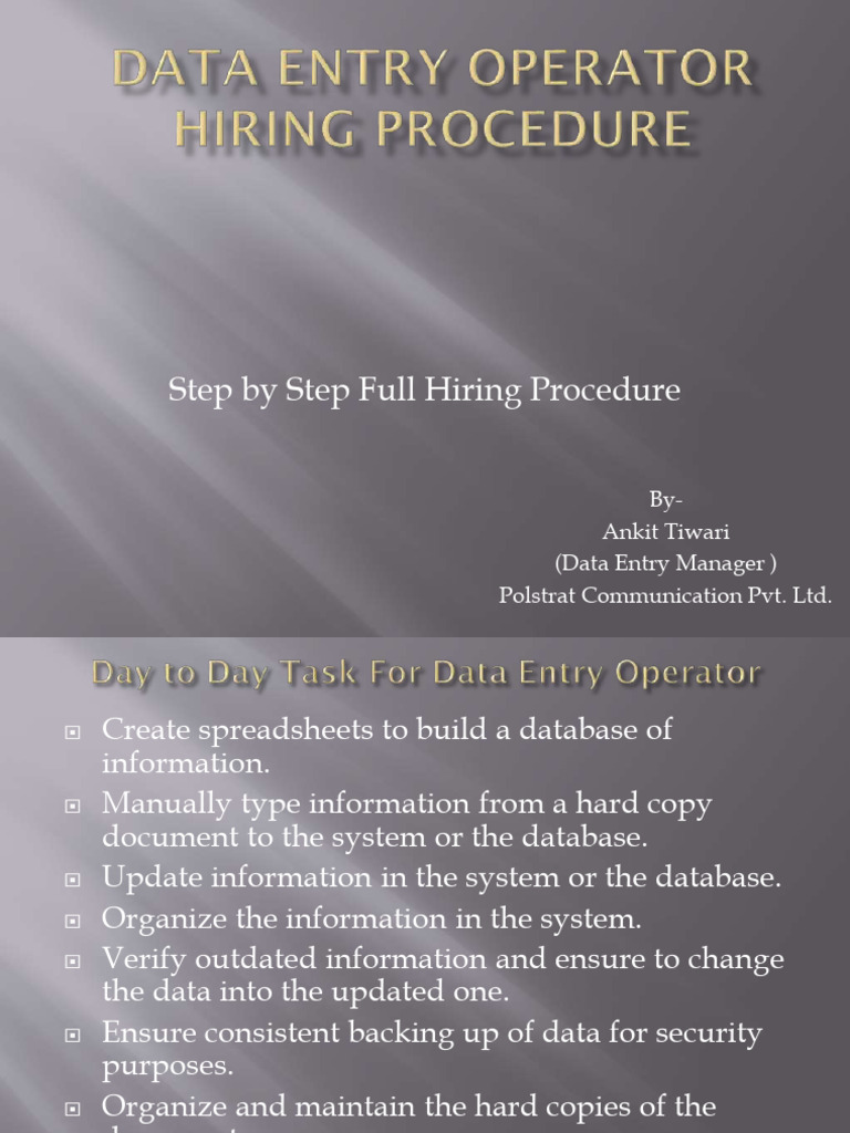 Data Entry Hiring Process Guide | PDF | Microsoft Excel | Information