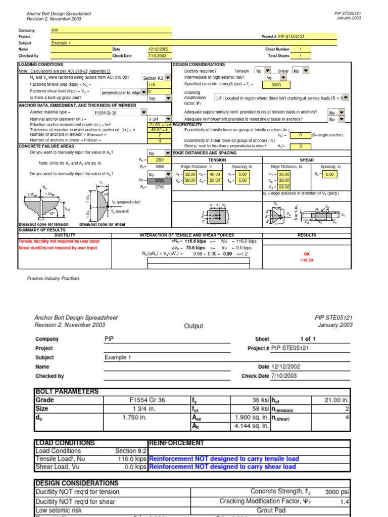 Ste05121spreadsheet Anchor Bolt Design PDF Free | Download Free PDF ...