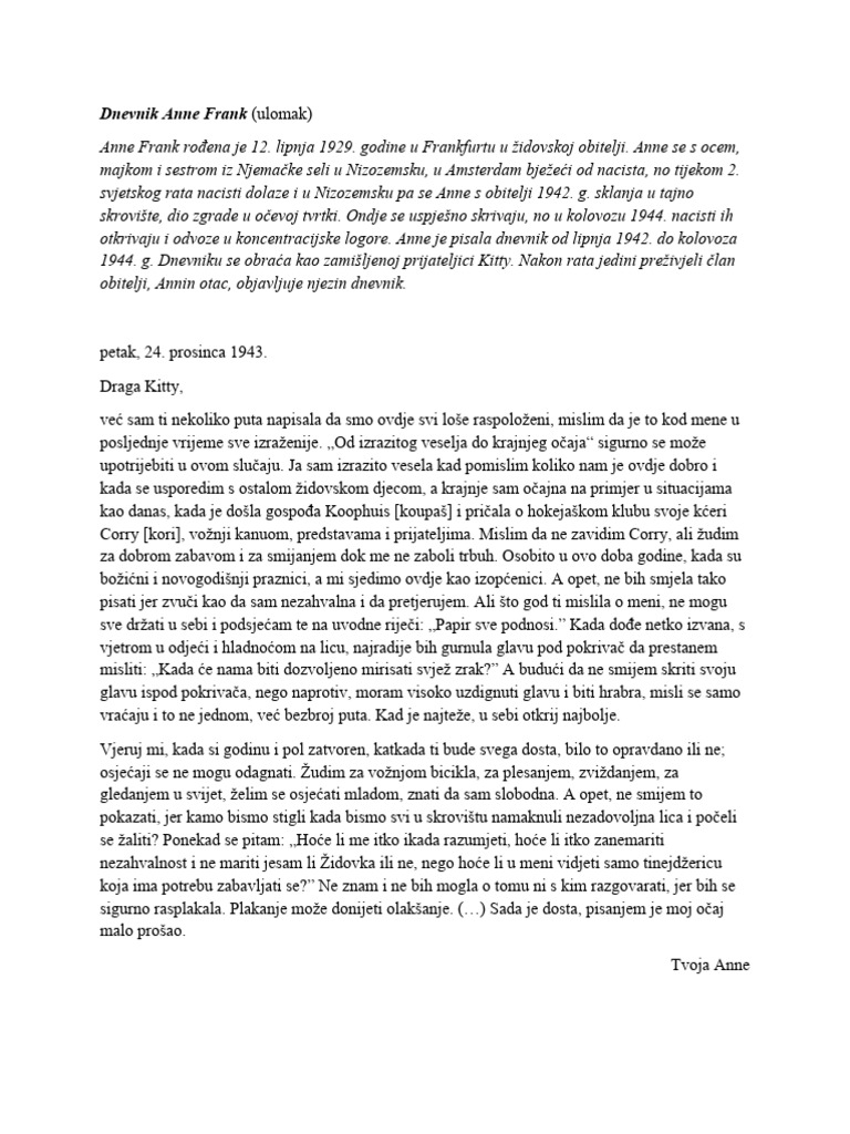 Dnevnik Anne Frank | PDF