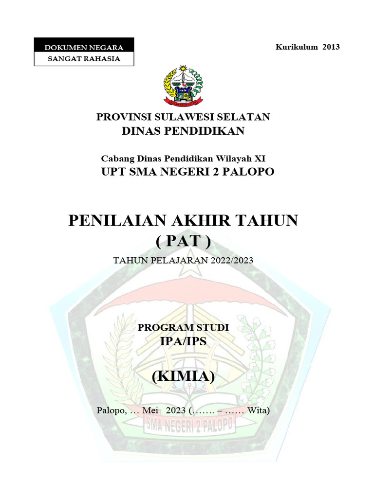 Format Naskah Soal (Pat) 2022-2023 | PDF