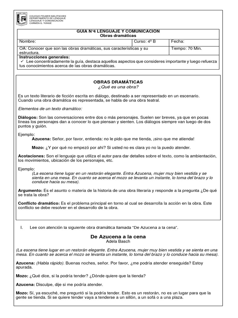 Guía Obras Dramáticas 4 Pdf