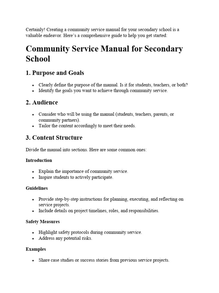 Community Service Manual | Download Free PDF | Community | Goal