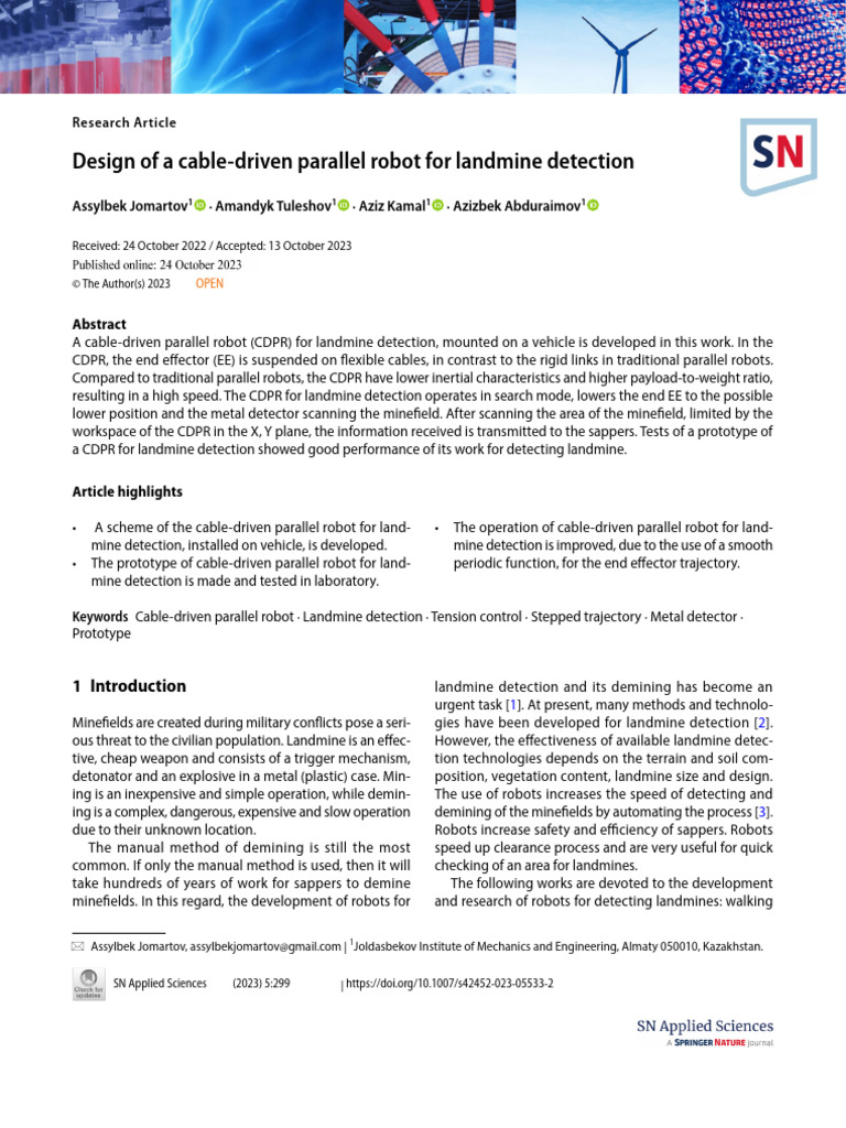 Design of A Cable-Driven Parallel Robot For Landmi | PDF | Euclidean ... Design of A Cable-Driven Parallel Robot For Landmi | PDF | Euclidean ...