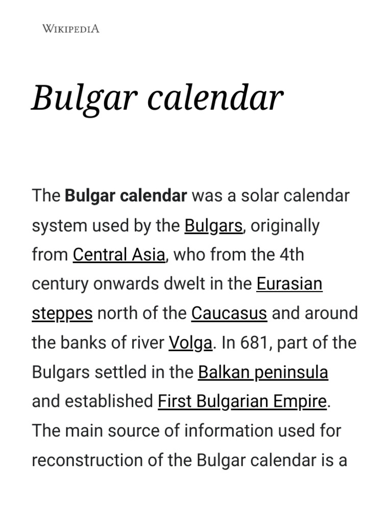Bulgar Calendar | PDF | Central Asia | Early Middle Ages