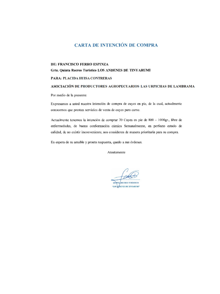 4_CARTA DE INTENCION DE COMPRA OAM URPICHAS | PDF