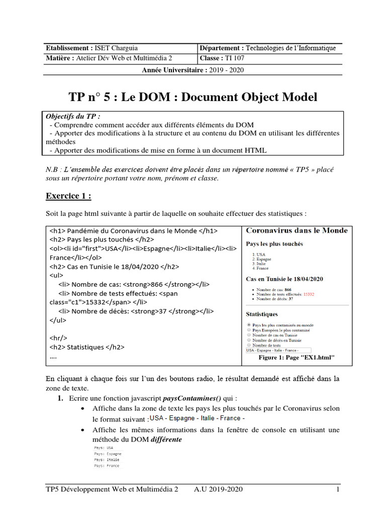 TP5 DWM2 - 2019 - 2020 | PDF | Programmation web | JavaScript