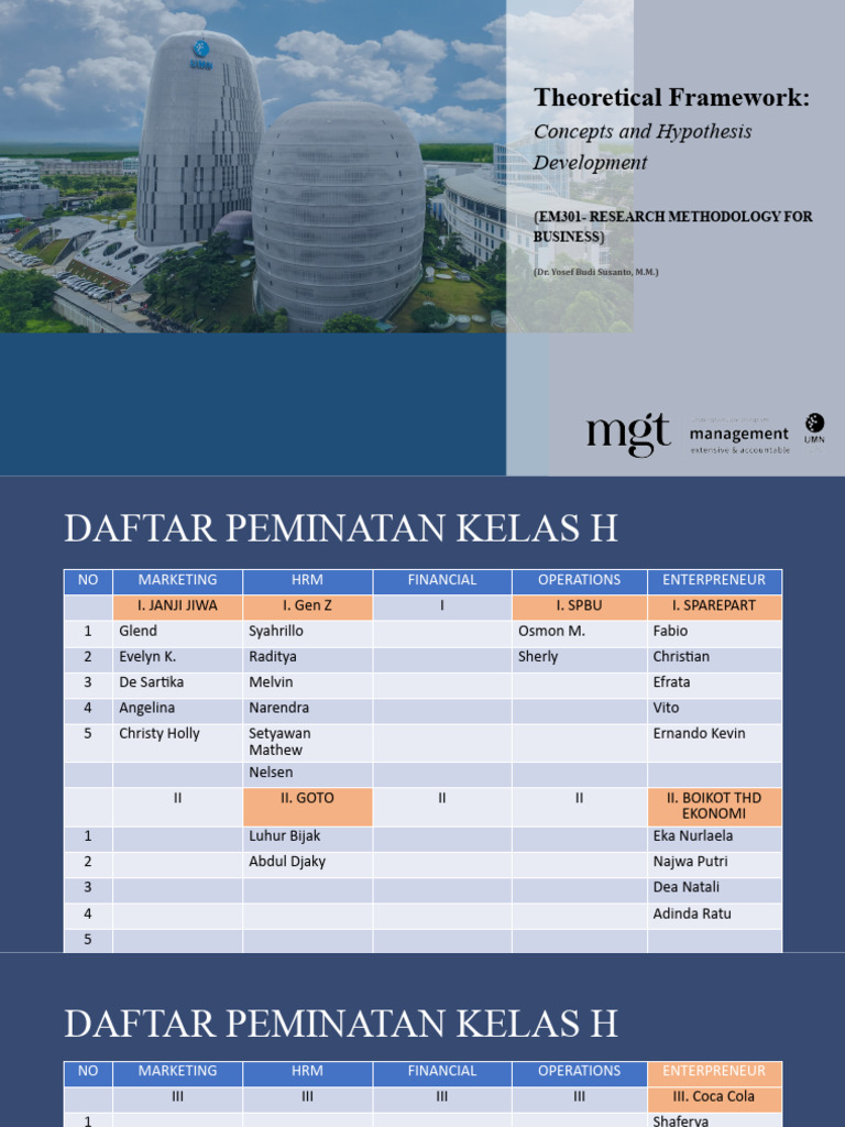 Material EM301 Genap Week#02 Theoretical Framework | PDF | Hypothesis | Scientific Method