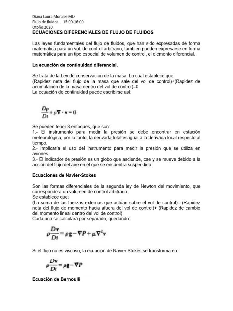Ecuaciones Diferenciales de Flujo de Fluidos | PDF