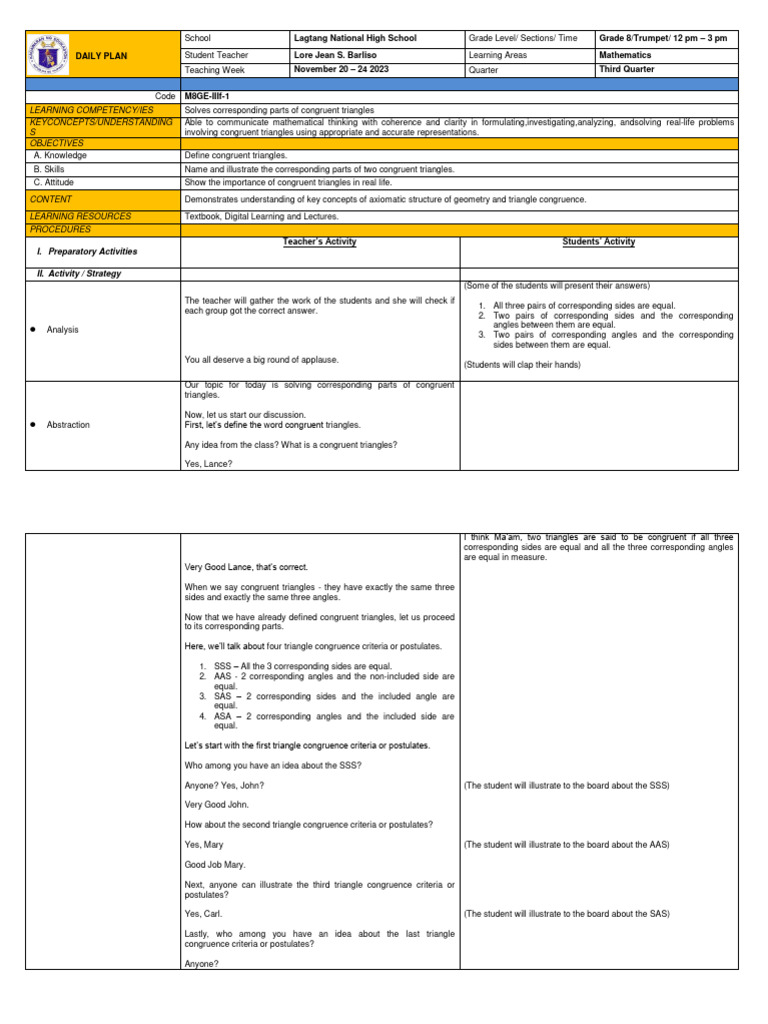 Lesson Plan Format | PDF | Cognitive Science | Learning