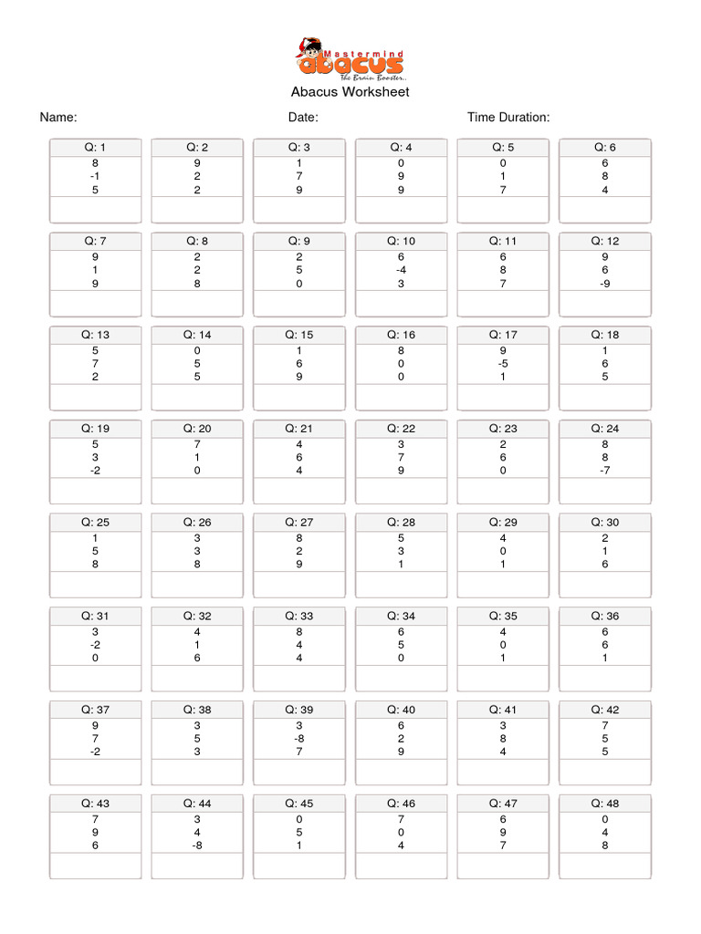 Addition Subtraction 50 | PDF