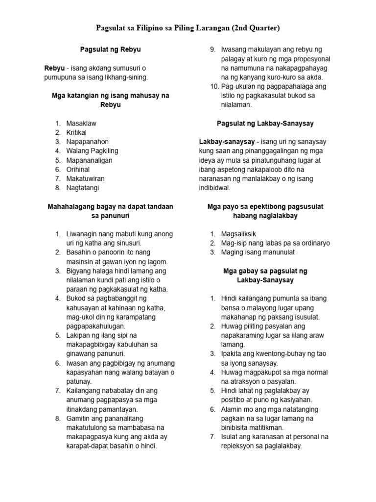 Pagsulat Sa Filipino Sa Piling Larangan | PDF