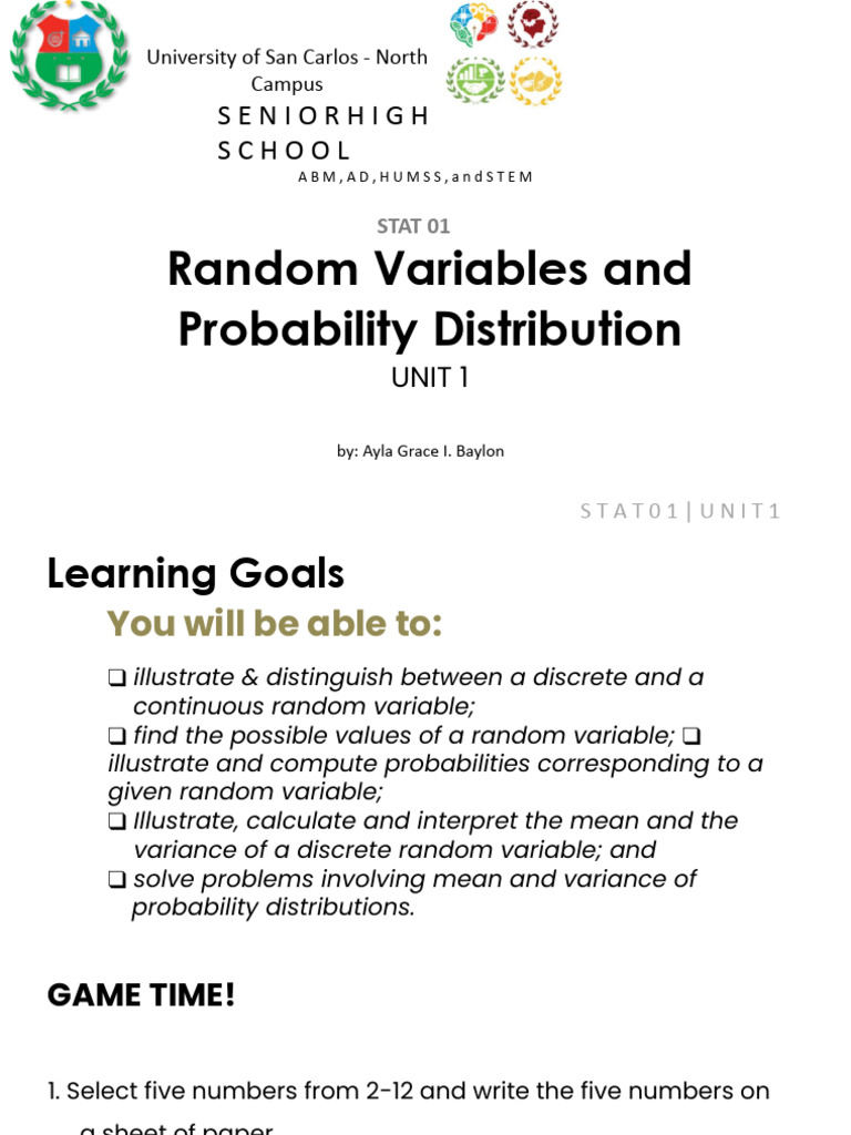 RANDOM VARIABLES and Levels of Measurement (v2024) | PDF | Probability Distribution | Random ...