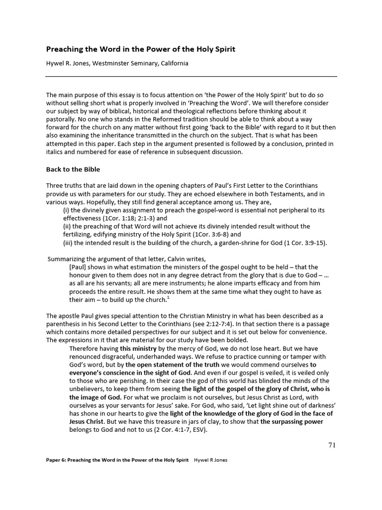 Preaching The Word in The Power of The Holy Spirit: Back To The Bible ...