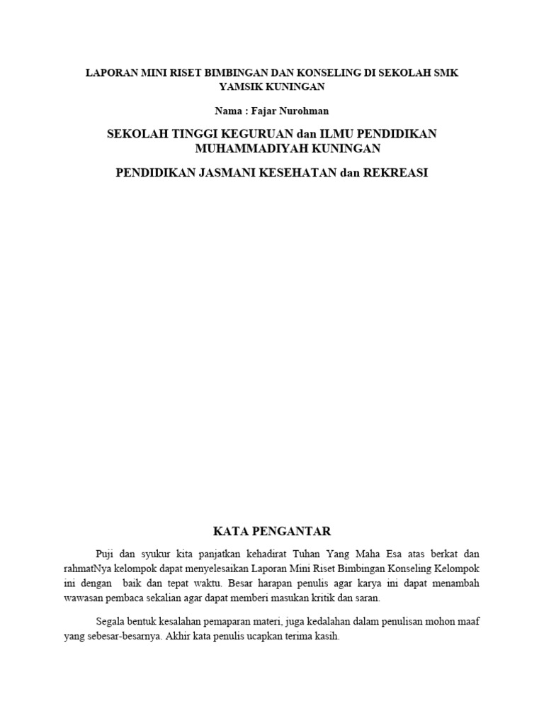 Mini Riset BK Fajar Nurohman | PDF