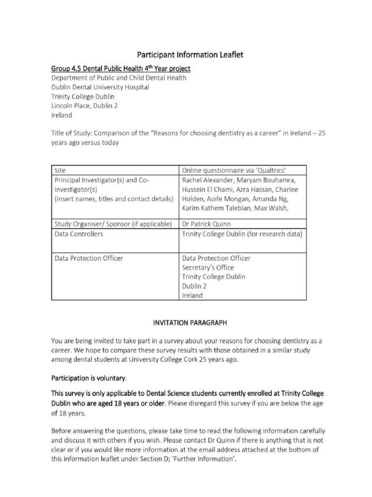 Participant Information Leaflet | PDF