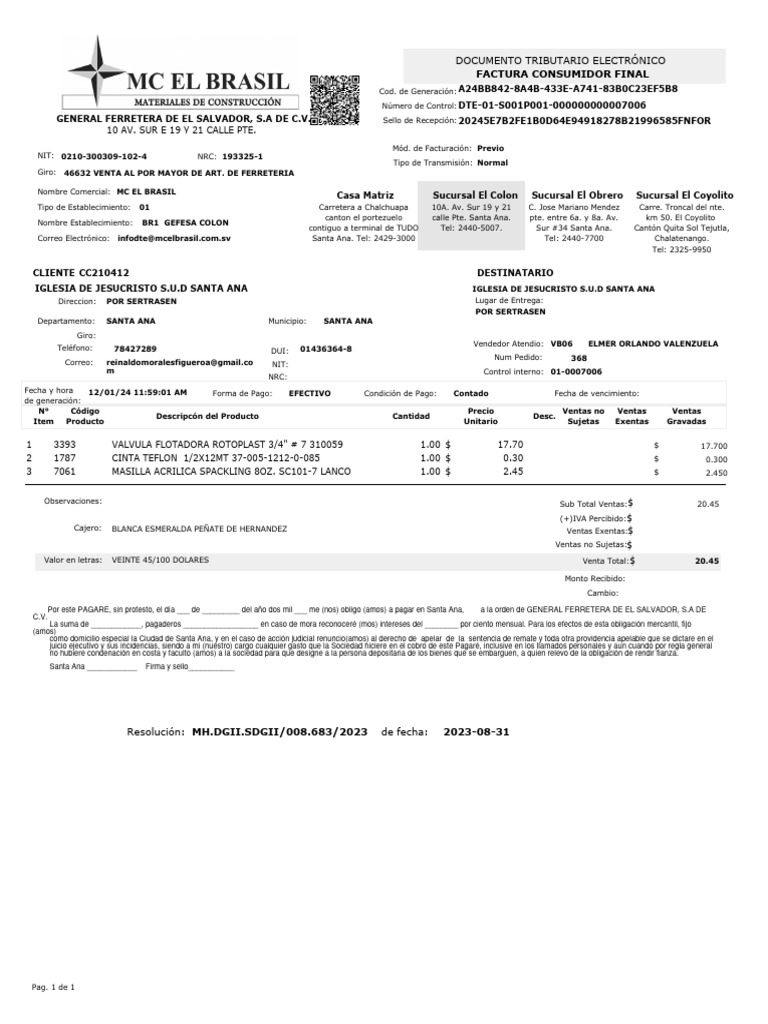 Dte - Dte 01 S001P001 000000000007006 | PDF | Dinero | Pagos