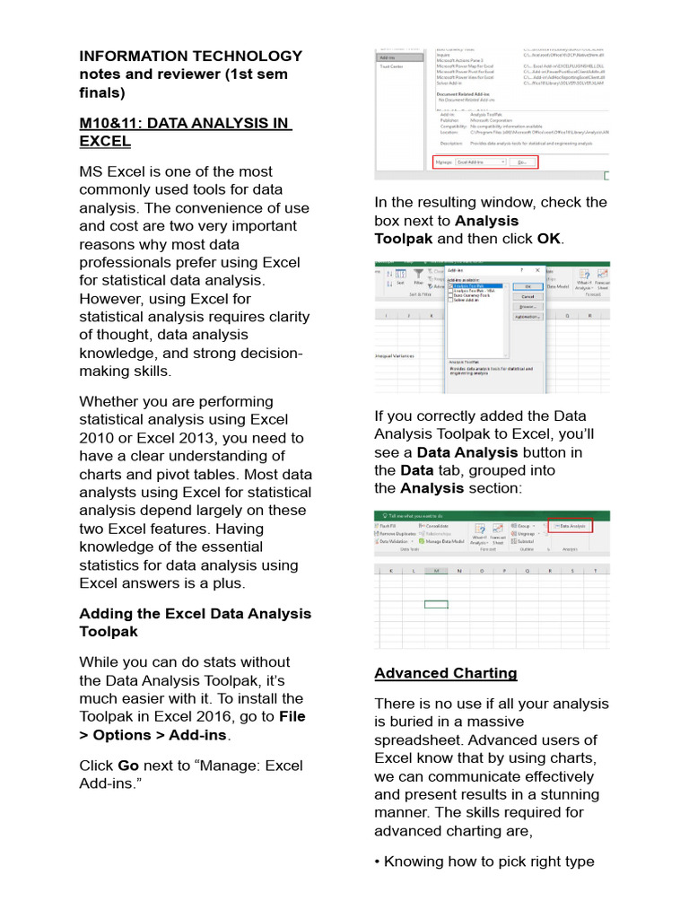 Excel Data Analysis Techniques | PDF | Computing