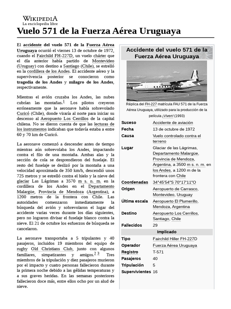 Vuelo 571 de La Fuerza Aérea Uruguaya | PDF