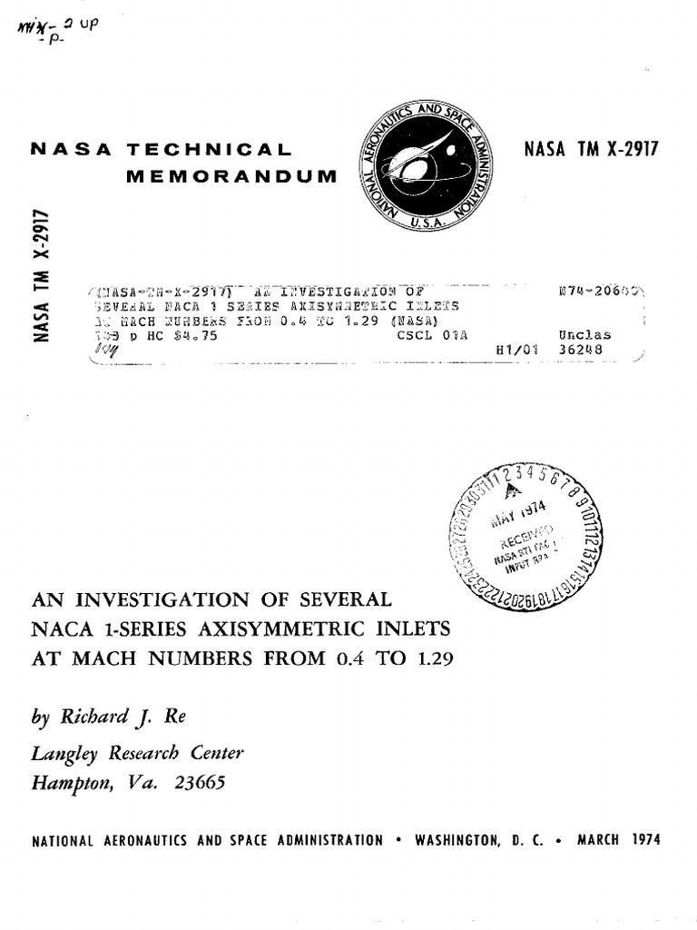 NACA 1-Series Inlets Study at Mach 0.4-1.29 | PDF | Mach Number | Drag (Physics)