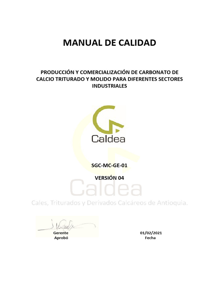 SGC-CM-GE-01 Manual de Calidad | PDF | Calidad (comercial) | Gestión de la calidad
