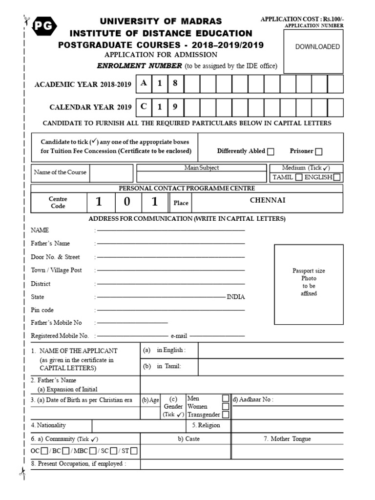 PG App 2018 19 | PDF | Postgraduate Education | Educational Stages