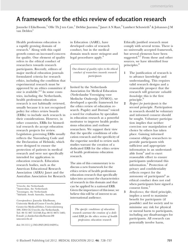 A Framework For The Ethics Review of Edu | PDF | Career & Growth | Self ...