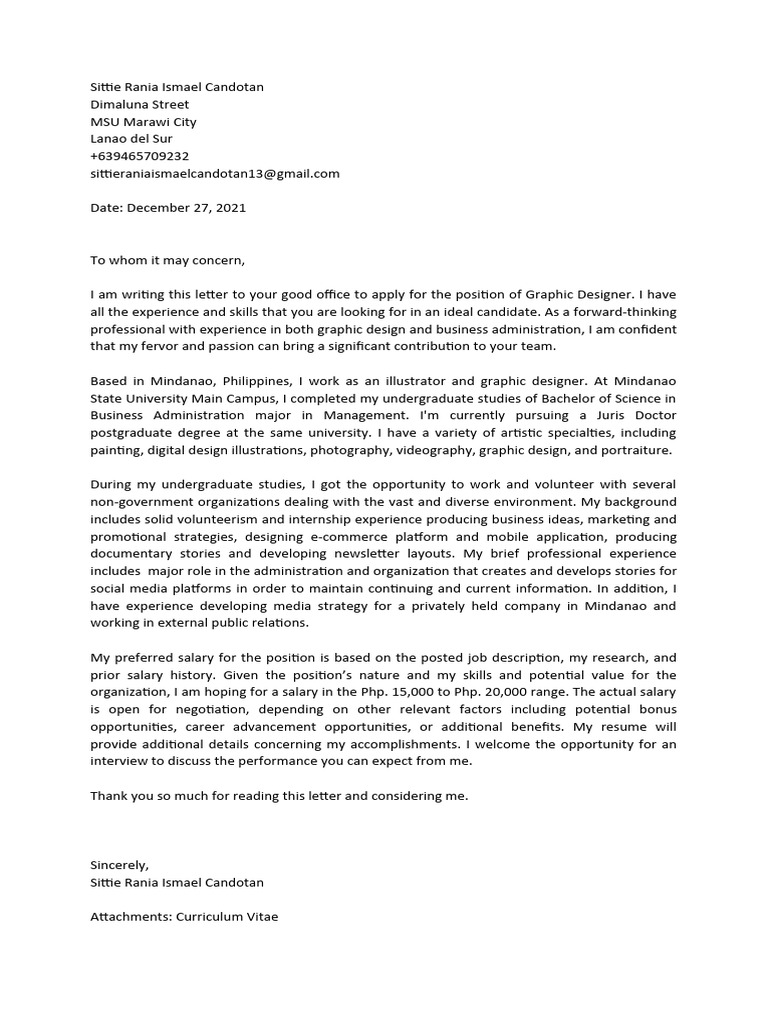 Application Letter Graphic Designer | PDF | Graphic Design