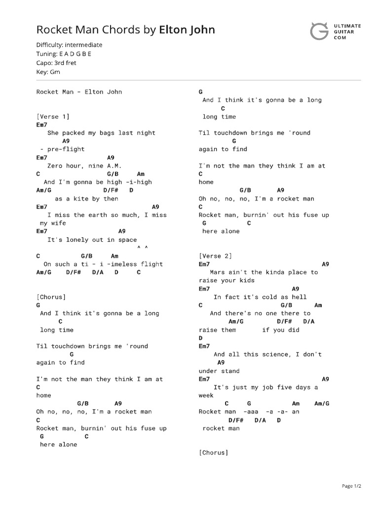 Rocket Man Chords by Elton John | PDF