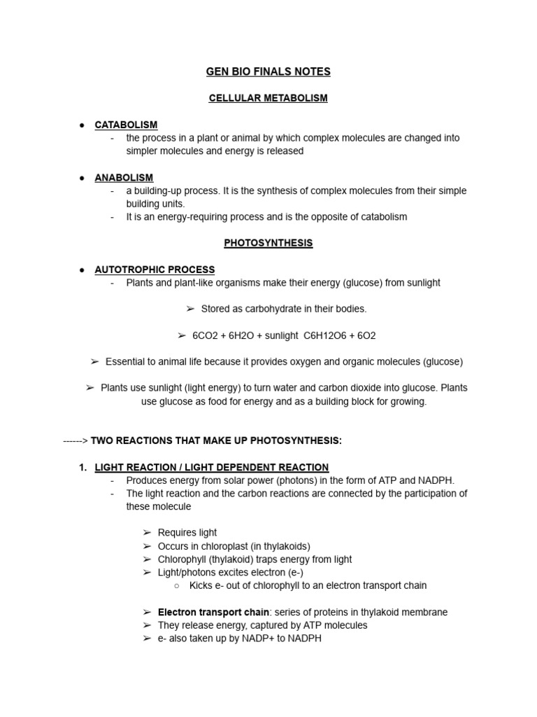 Gen Bio Finals Notes | PDF