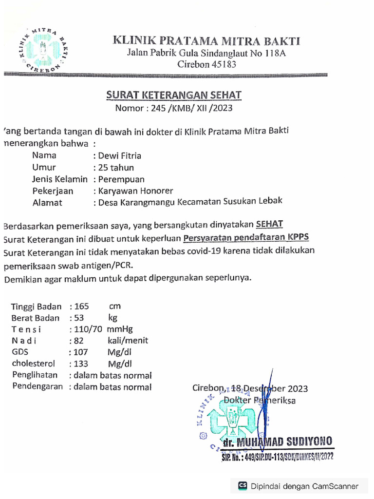 Surat Kesehatn | PDF