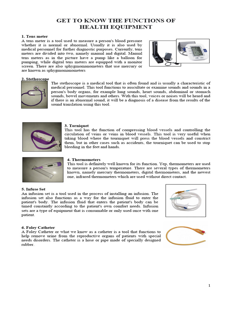 The Functions of Health Equipment | PDF | Syringe | Intravenous Therapy