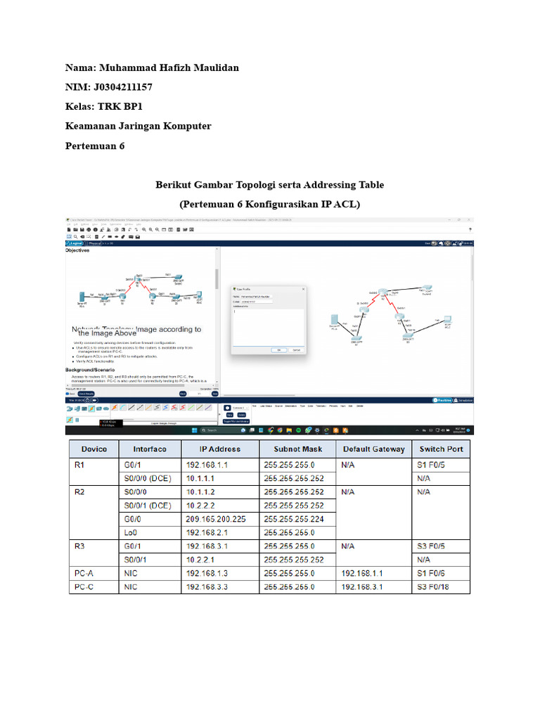 Pertemuan 6 Konfigurasikan IP ACL | PDF | Router (Computing) | Internet Protocols