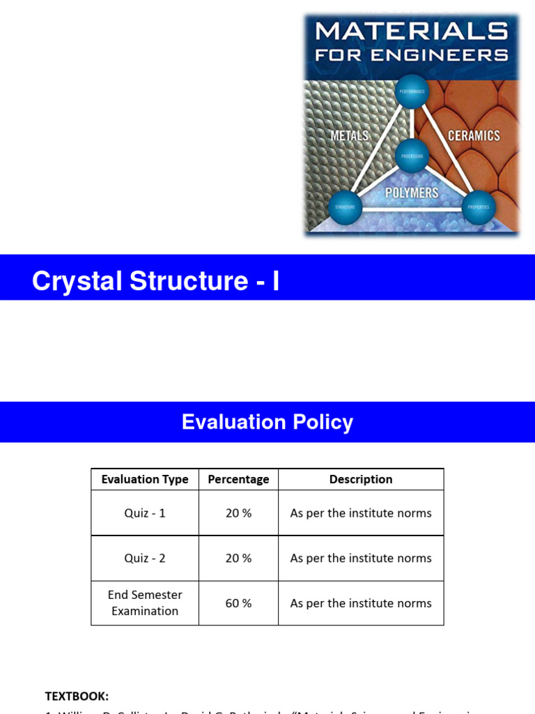 Lecture - 3 Crystal Structure | PDF | Chemical Bond | Ionic Bonding