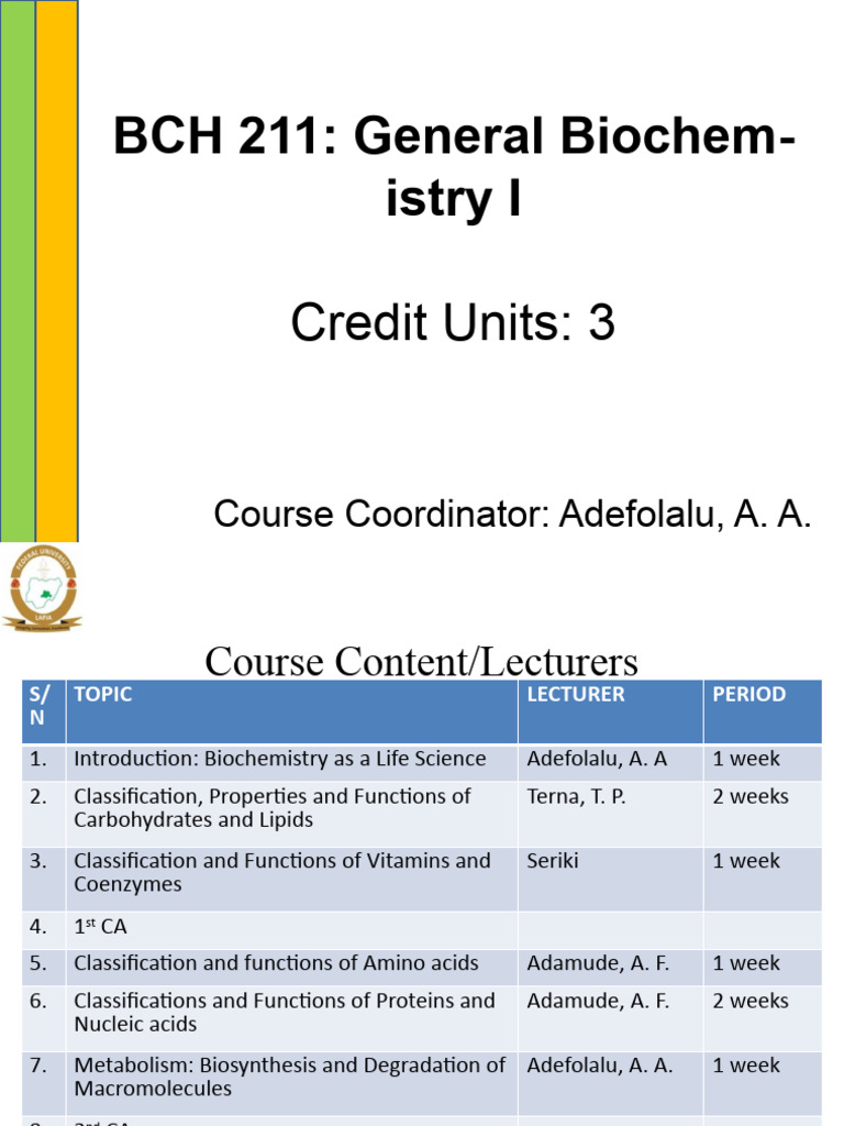 (BCH 211) Adefolalo | PDF | Biochemistry | Chemistry