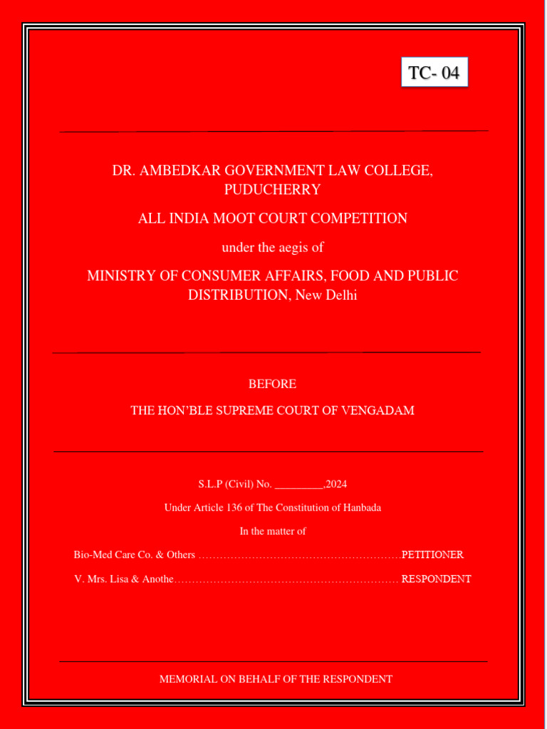 Memorial For Moot Court | PDF | Legal Liability | Consumer Protection