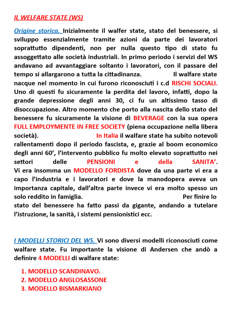 Il Welfare State | PDF