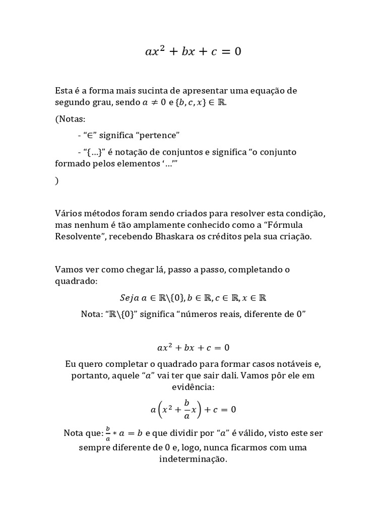 Fórmula Resolvente | Download grátis PDF | Número real | Equação quadrática
