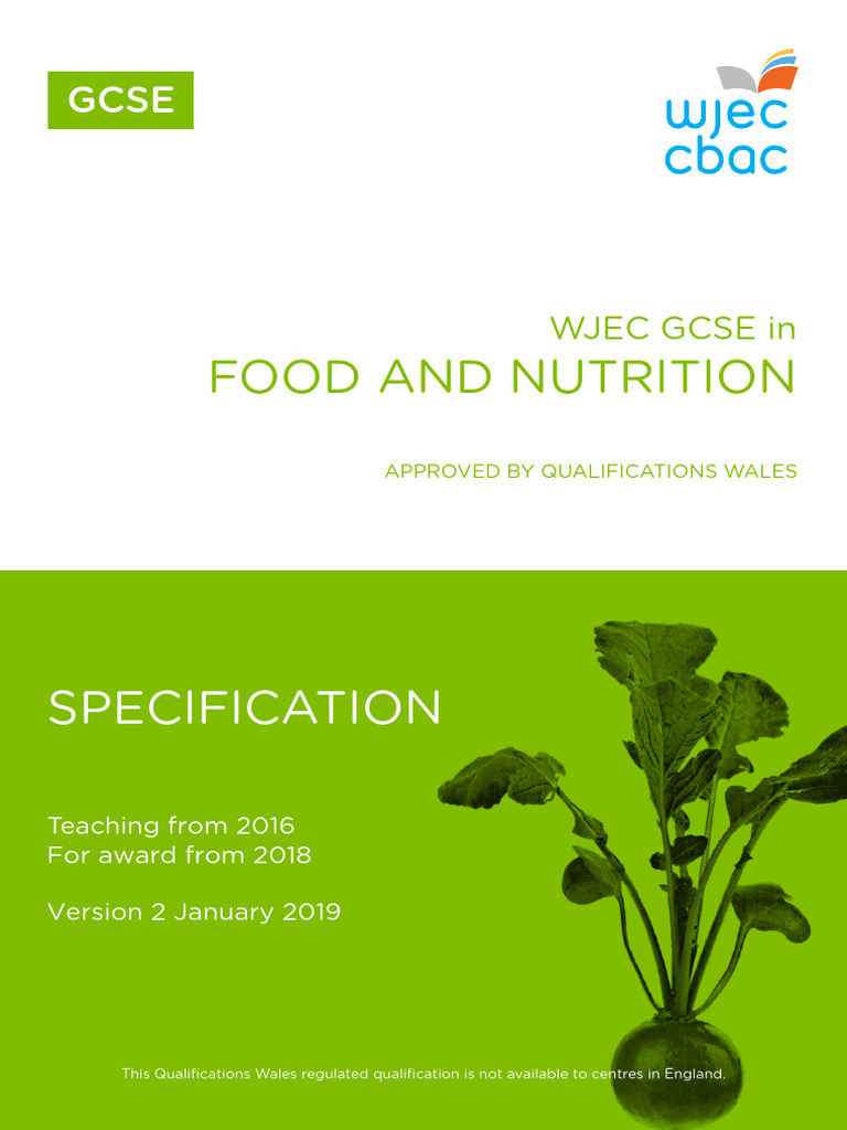 Wjec Gcse Food and Nutrition Spec From 2016 e | PDF | Nutrients | Diet ...
