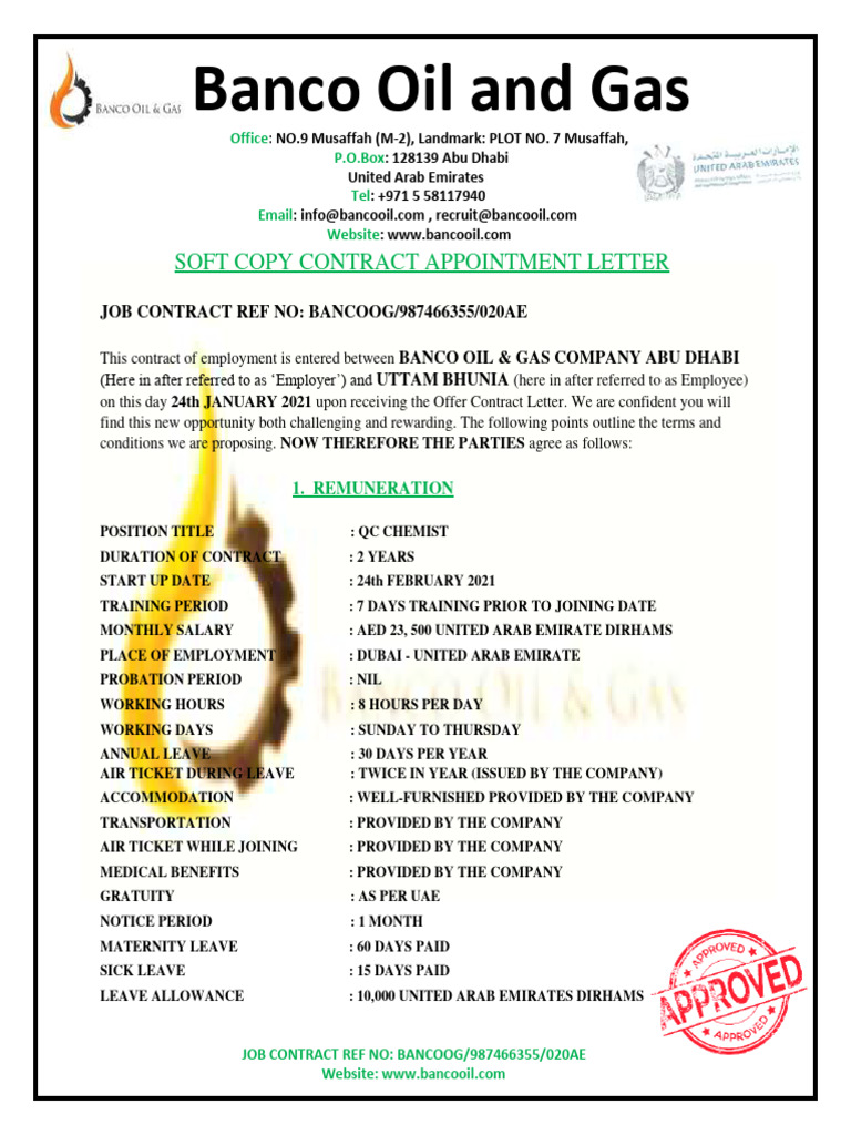 Banco Soft Copy Contract Appointment Letter | PDF | Employment | United ...