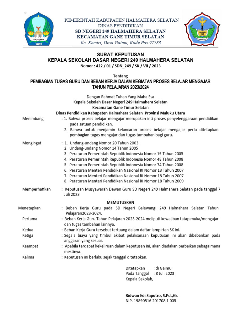 SK Mengajar 2023-2024 | PDF