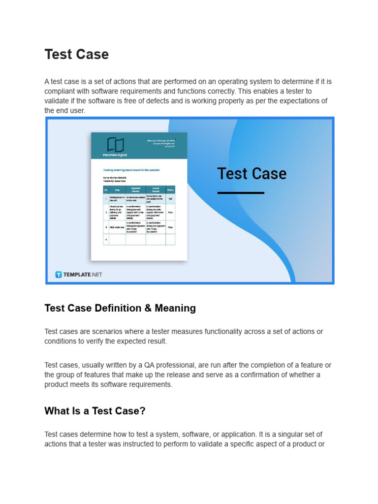 Test Case PDF | Download Free PDF | Software Testing | Software