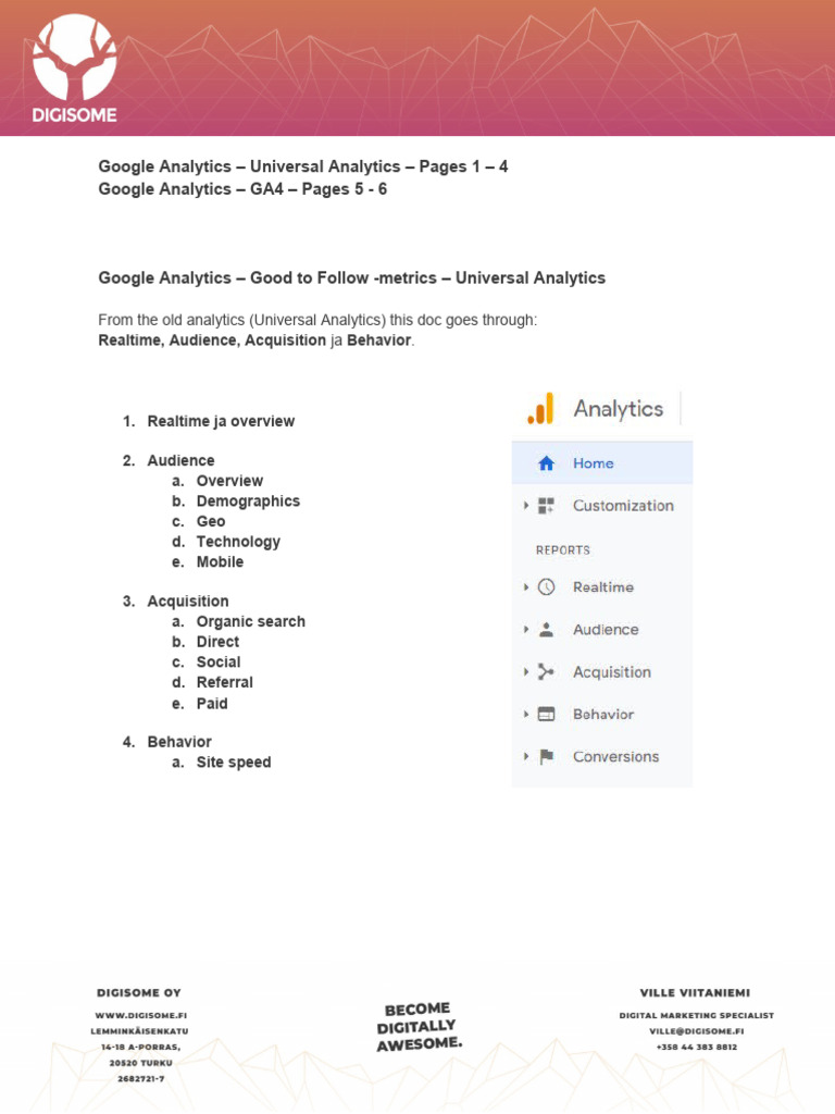 Google Analytics Metrics Guide: UA & GA4 | PDF | Websites | World Wide Web