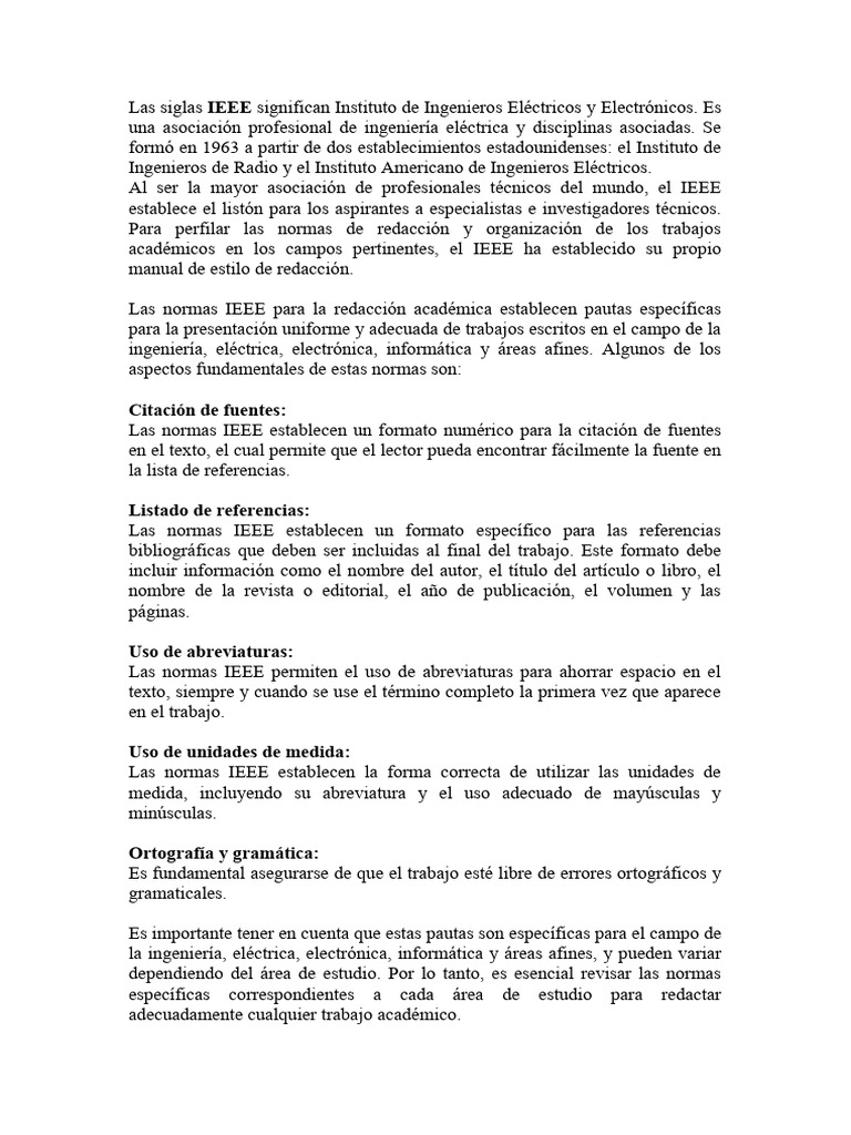 Significado y Normas del IEEE | PDF | Instituto de Ingenieros ...