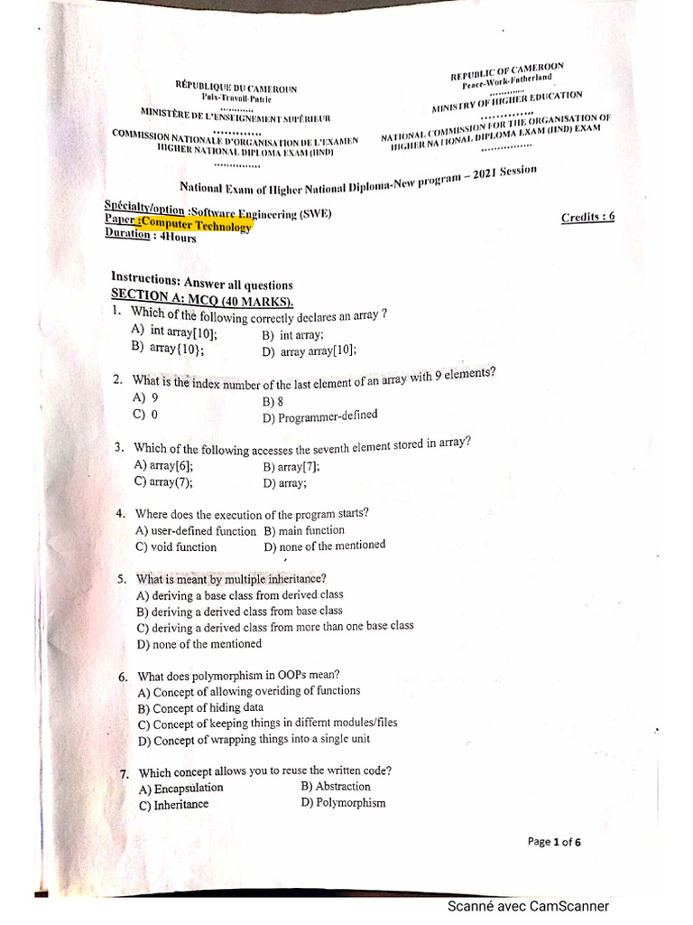 HND 2021 Questions Complete | PDF