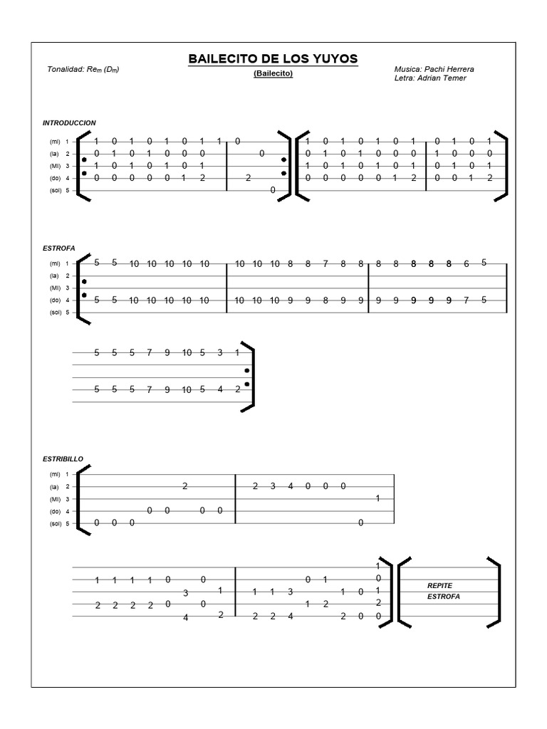 Bailecito de Los Yuyos - TABLATURA | PDF